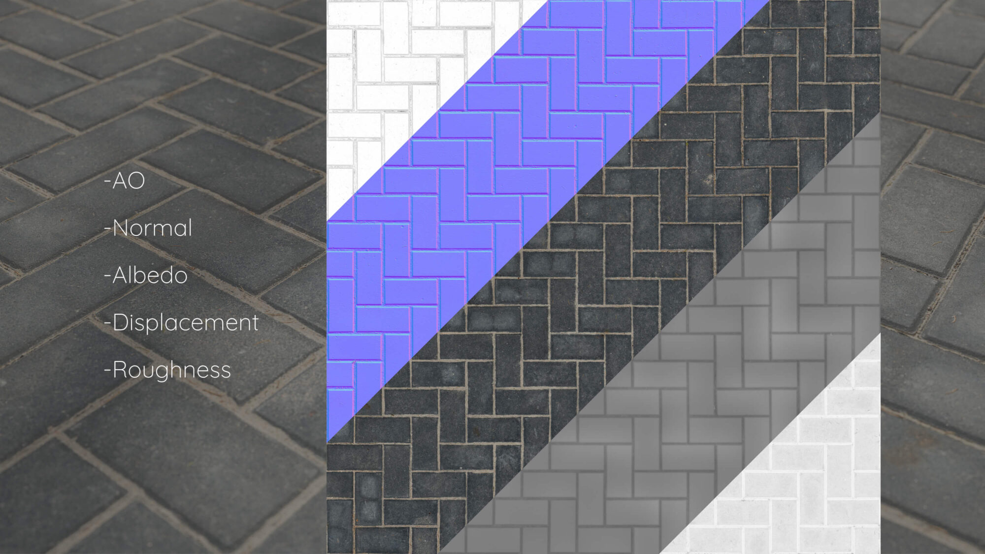 High-Resolution Seamless Herringbone Brick Floor PBR Texture