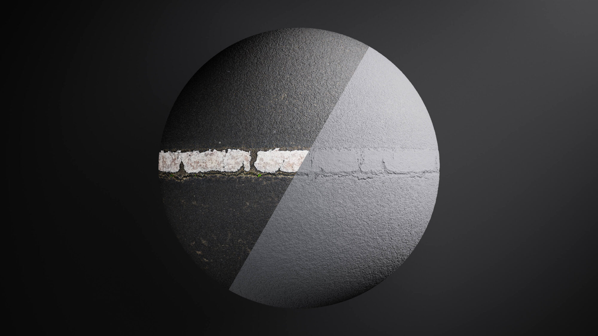 High-Resolution Seamless Striped Asphalt PBR Texture