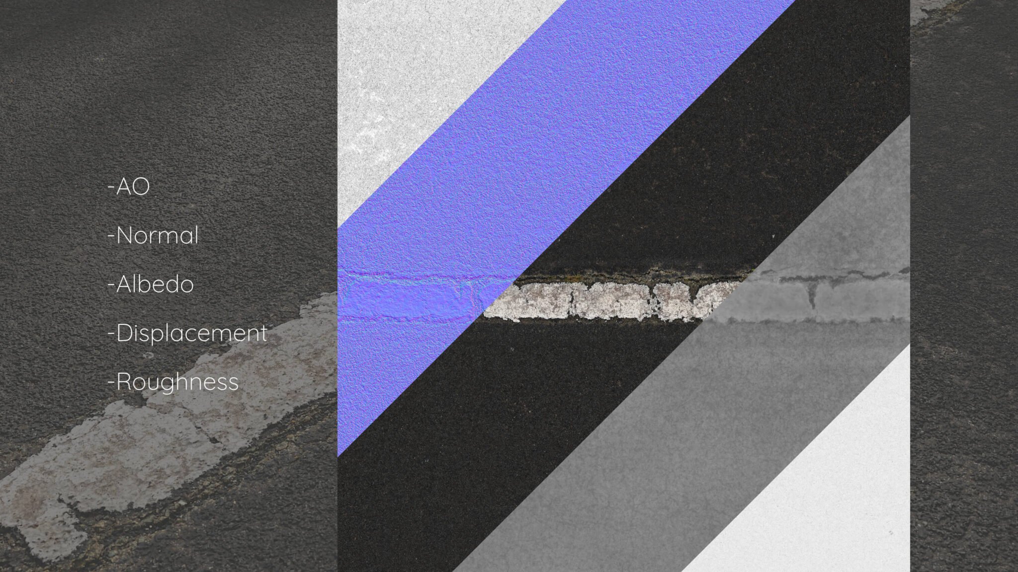 High-Resolution Seamless Striped Asphalt PBR Texture