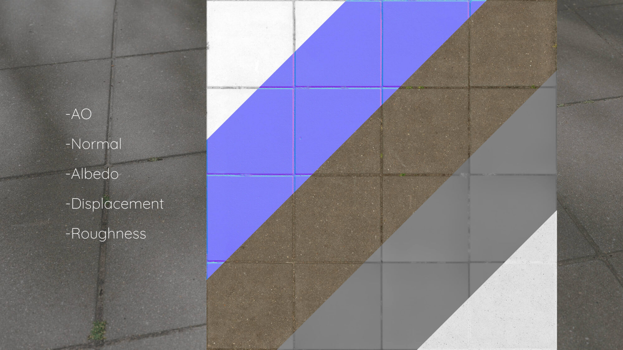 High-Resolution Seamless Concrete Tiles Pavement Texture