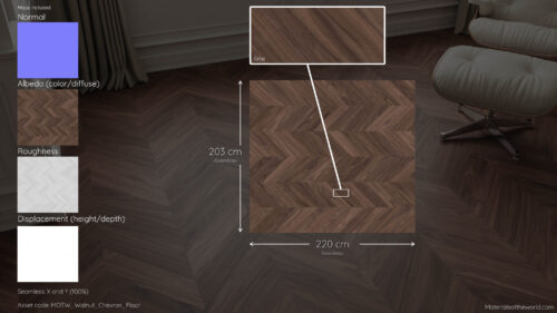 Seamless Walnut Wood Chevron Floor Texture | Materials of the World